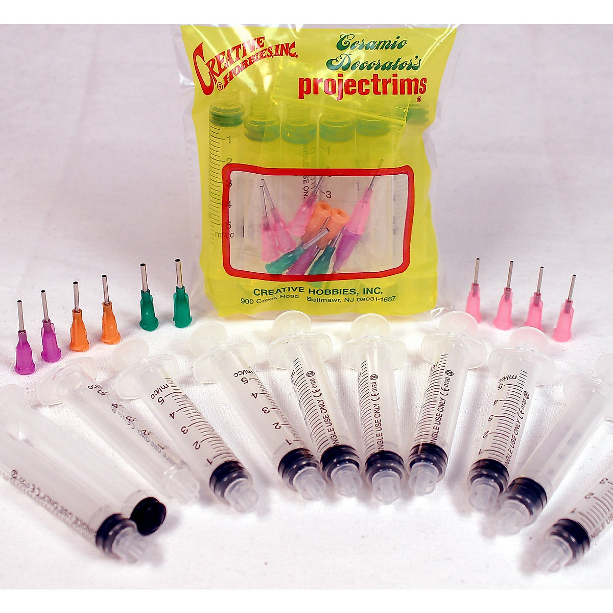 Creative Hobbies® Glue Applicator Syringe for Flatback Rhinestones & Hobby Crafts, 5 Ml with Assorted Large Gauges of Precision Tips - Value Pack of 10