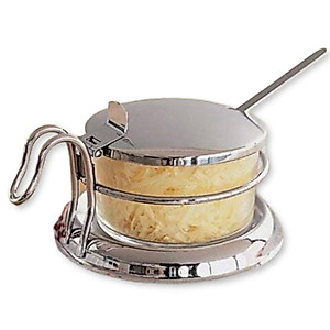 Tablecraft 6 oz Glass Condiment Jar & Spoon Tabletop Set | Commerical Quality for Restaurant or Home Use