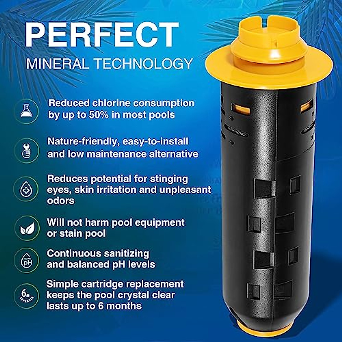 Replacement for Nature2 Duoclear 25 35 Mineral Cartridge W28000 W28001 for All Zodiac DuoClear Fusion Soft Vision Pro Above Ground Ingroud Pool Sanitizer for up to 35,000 Gallons Pool, 50001800