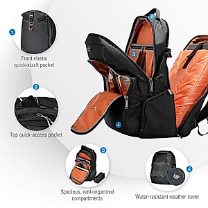 EVERKI Business 120 Large Professional 18.4-Inch Workstation or Gaming Laptop Backpack with Rain Cover, Travel Friendly (EKP120), Black