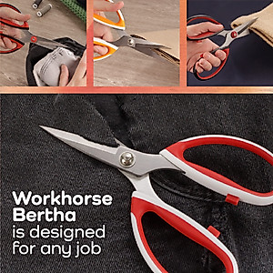 JubileeYarn Workhorse Bertha All Purpose Heavy Duty Scissors - Red & White - 1 Pair