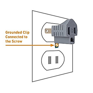 Cable Matters [UL Listed] 3-Pack 2 Prong to 3 Prong Outlet Adapter in Gray (3 Prong to 2 Prong Plug Adapter) - Allows a 2 Prong Outlet to Accept 3 Prong Plugs