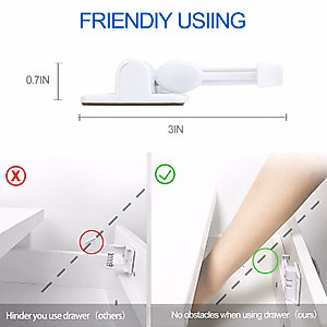 WeTest Invisible Design 5 Pack Kitchen Cabinet Locks - Child Safety Baby Cabinet Locks - No Drilling Screws for Latches and Drawers, 3M Adhesives (LJ-ZXS-120206)