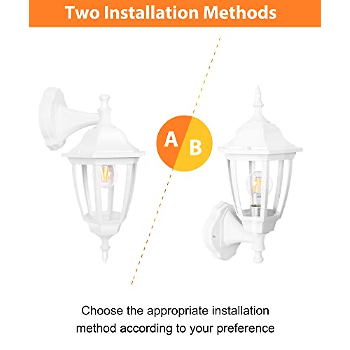 FUDESY Outdoor Wall Lantern, Exterior Waterproof Wall Sconce Light Fixture, White Front Porch Light Wall Mount for Garage, Patio, Yard, FDS2542EW (Bulb Included) 2-Pack