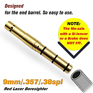 BOOLIT EYE 9MM/.38SPL/.357MAG/.380ACP Special Laser Boresighter End Barrel Laser Bore Sight Accurately and Easy to Fit Revolvers Pistols Rifle and Air Guns (9MM/.38SPL/.357MAG)