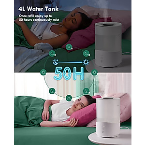 Fresnwel Cool Mist Humidifier, 4L Top Fill 7-Color Night Lights Bedroom Office, 2-in-1 Essential Oil Diffuser Baby Kids Nursery, Humidifier Adjustable Mist Mode, Auto Shut Off, White (NARF_42939)