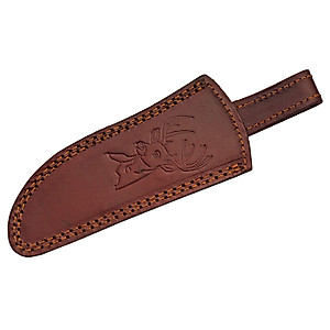 Szco Supplies 8.5” Stag Handle Damascus Steel Fixed-Blade Knife Outdoor Hunting Knife with Sheath