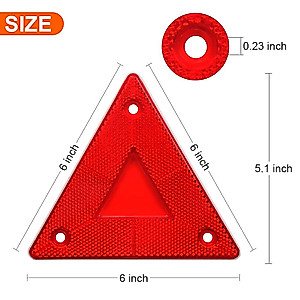 Enjoyist 6-Pack Red Safety Reflector Warning Sign, Slow Moving Vehicle Triangle Safety Sign, for Outdoor Truck, Car, Golf Cart