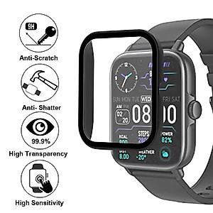smaate Smart Watch Cases with Screen Protector for Y20GT, Compatible with WZWNEER, BANLVS, DXPICR, Bctemno Y20GT 1.7” Smartwatch, Hard PC Case with Tempered Glass, Protecting Watch Body & Screen