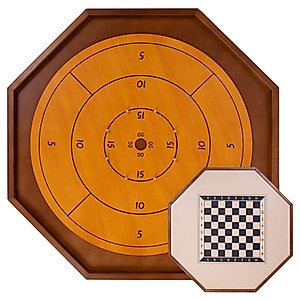 Tournament Crokinole & Checkers | Classic Dexterity Board Game for Two Players | 24 Black & White Discs & Game Board | 27 Inch