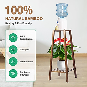 Natural Bamboo Water Dispenser Stand (30" Hight-8" Wide), New Upgrade 5 Gallon Water Jug Stand for 1-5 Gallon Water Dispensers, Water Dispenser Floor Stand for Kitchen, Living Room, Office, etc.