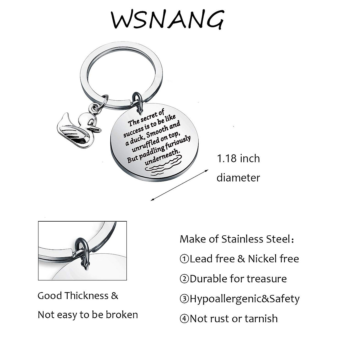 WSNANG Duck Lover Gift The Secret Of Success Is To Be Like a Duck Smooth Unruffled On Top Paddling Underneath (Duck KC)