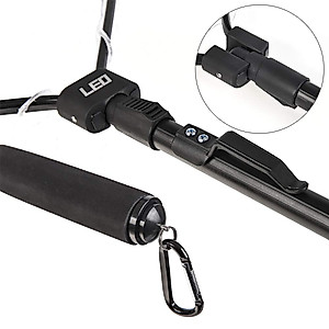 AIKENR Folding Fishing Net, Fly Fishing Landing Net Soft Rubber Safe Catch and Release, Aluminum Alloy Frame and Comfortable EVA Handle with Sturdy Carabiner