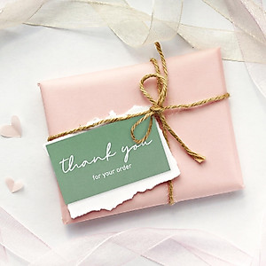Whaline 100Pcs Mini Thank You Cards Sage Green Thank You for Your Order Cards Thank You Notes for Small Business Stores Restaurants, 2 x 3.5 Inch