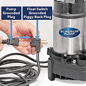 Superior Pump 92571 1/2 HP Stainless Steel and Cast Iron Sump Pump with Vertical Switch, .5 hp