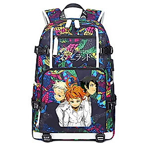 ISaikoy Anime The Promised Neverland Backpack Bookbag Laptop Bag Shoulder Bag Daypack School Bag N20