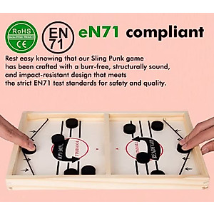Fast Sling Puck Game Large Fast Sling Puck Game, Foosball Wooden Board Game for Kids and Family, Sling Puck Winner Board Games for Family, Birthday Gift, Large Size with L（23.6in*11.8in）