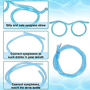 8PCS Silly Straw Glasses, Reusable Fun Loop Drinking Straw Eye Glasses, Novelty Eyeglasses Straw for Party Annual Meeting Parties Birthday (8 Colors)