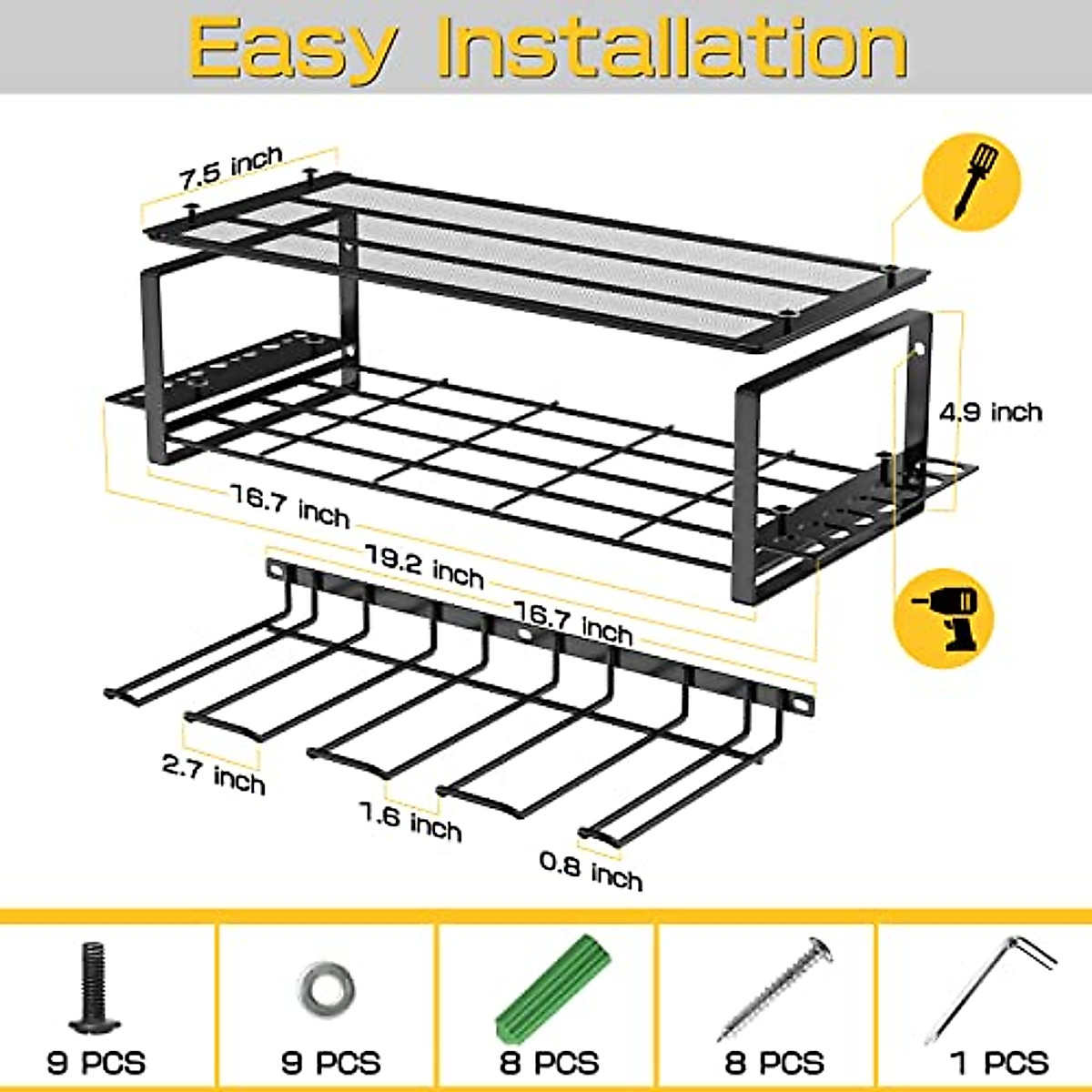Tafatee Power Tool Organizer Wall Mount,Separate Design 3 Layers Cordless Tool Organizers and Storage Drill Holder Heavy Duty Metal Tool Shelf Utility Storage Rack for Tool Room Workshop Garage Perfect for Dad Father's Day Gifts(2 Pack)