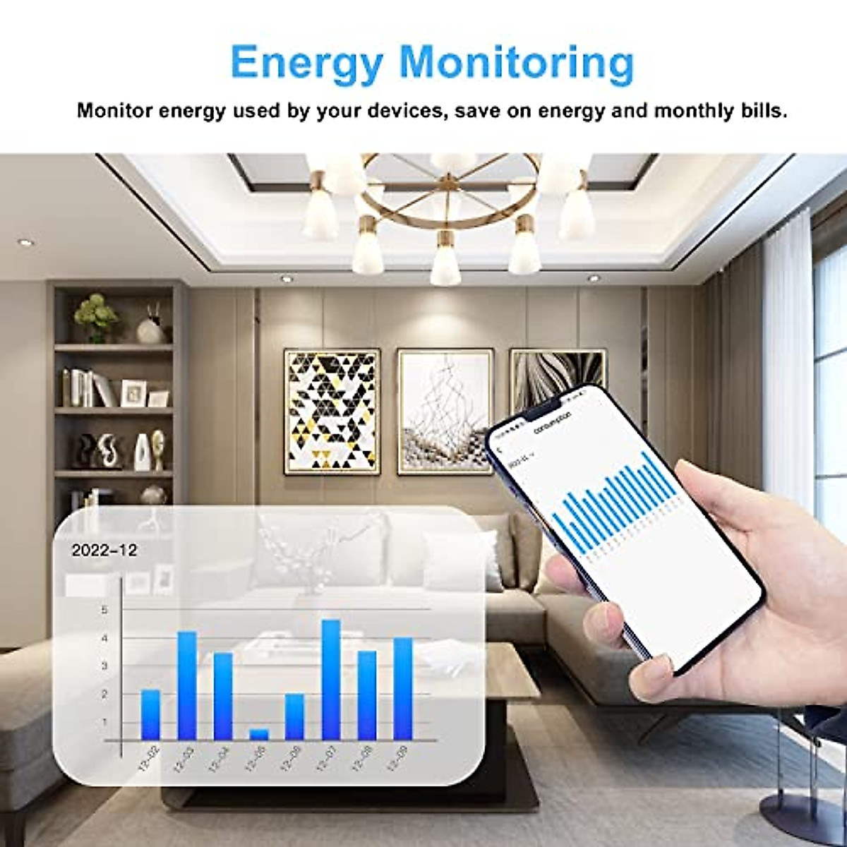 Ampai HomeKit Smart Plug Compatible With Alexa, Siri, Google Home - Energy Monitoring Smart Outlet - Remote Control - 2.4GHz Wi-Fi - 15Amp