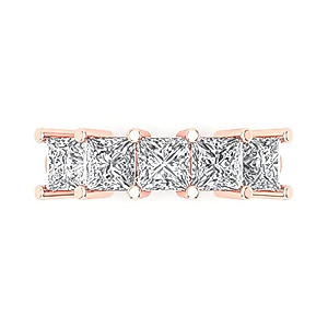 2.5 ct Princess Cut Clear Simulated Diamond 14k Rose Gold Eternity Wedding Engagement Promise anniversary Band Sz 4.5