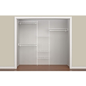 ClosetMaid 5 Ft. to 8 Ft. SuperSlide 6-Shelf Closet Organizer Kit, White, 5636