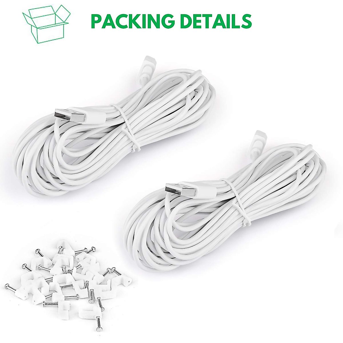 Zeshbit 2Pack 25ft/7.5m Power Cable for Blink Mini Security Camera, Extension USB Cable Continuously Charging Your Blink Mini Indoor Plug-in Smart Camera (Plug and Camera are Not Included)