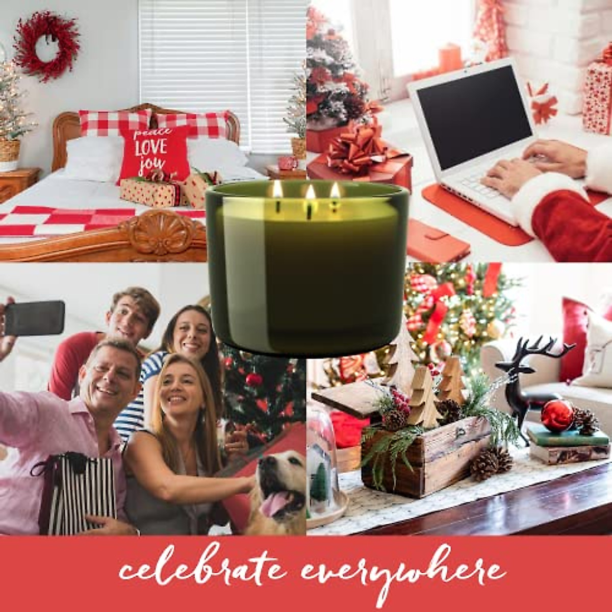 Stillwater Bath and Body Fraser Fir 3-Wick Scented Candle | Non-Toxic Longer Burning Soy Candles | Festive Home Fragrance | 16 oz Vintage Green Heavy Glass Jar | Hand Made in The USA