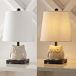 JONATHAN Y JYL3014B Justina 16" Ceramic Mini LED Table Lamp, Cottage,Transitional for Bedroom, Living Room, Office, Kids Room, Entryway, College Dorm, Bookcase, LED Bulb Included, Antique White