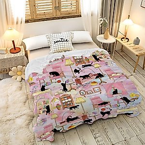 Cat Book Blanket for Cat Lovers Gifts for Women Girls Soft Lightweight Throws Cozy Funny Blankets for Bed Couch Travel Camping S 40x50in Kid/Child Gift