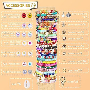 SJZWSD Friendship Bracelet Kit - 13000pcs Polymer Clay & Glass Seed Beads, 48 Colors, 6mm Heishi & 416 Letters Beads for Bracelet Making & Friendship Bead Creations