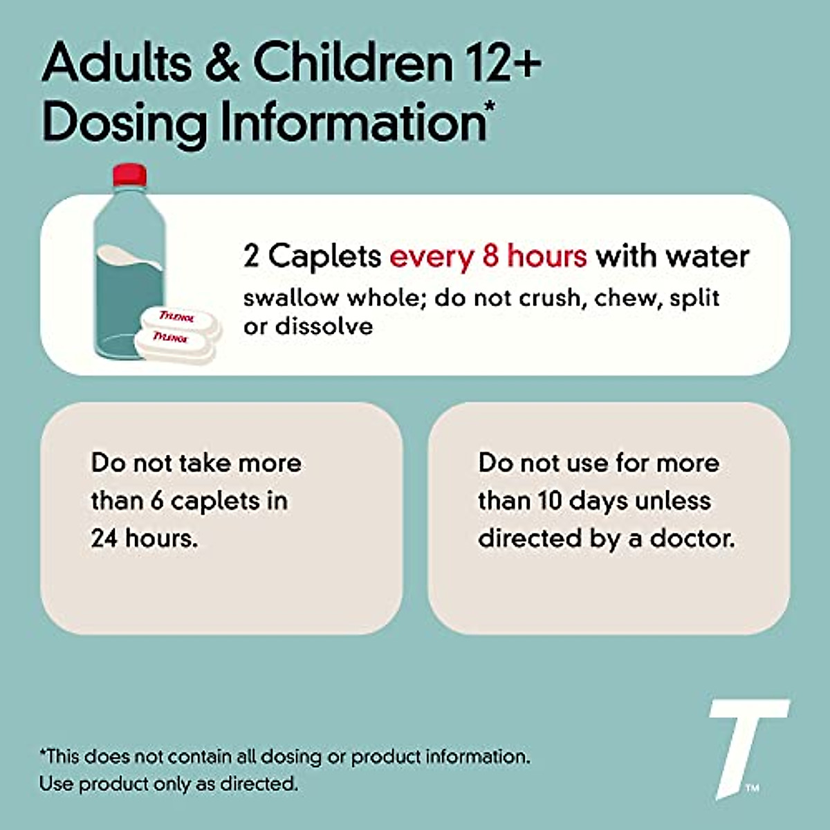 Tylenol 8 Hour Muscle Aches and Pain Caplets, 100 Count Per Bottle (3 Bottles)