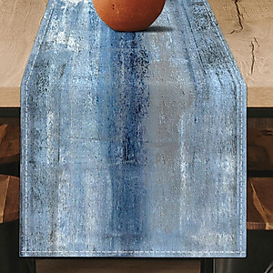 Blue Grey Table Runners Modern Art Farmhouse Linen Table Runners Dresser Scarves Retro Rustic Style for Party Kitchen Dining Table Coffee Holiday Party Decor (Blue Grey, 13"x 71")