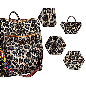 Fashion Leopard Women Backpack Girls Ladies PU Leather Purses Travel Shoulder Bag Student Schoolbag (Leopard brown)