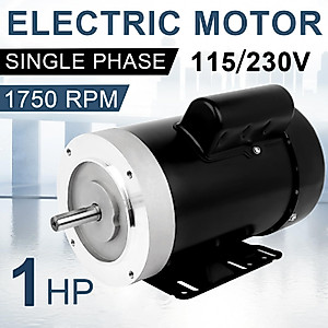 1 HP Electric Motor, 1750RPM General Purpose Motor, Single Phase Motor 56C Frame 13.6/6.8A 115/230V TEFC CW/CCW for Air Compressor and General Equipment