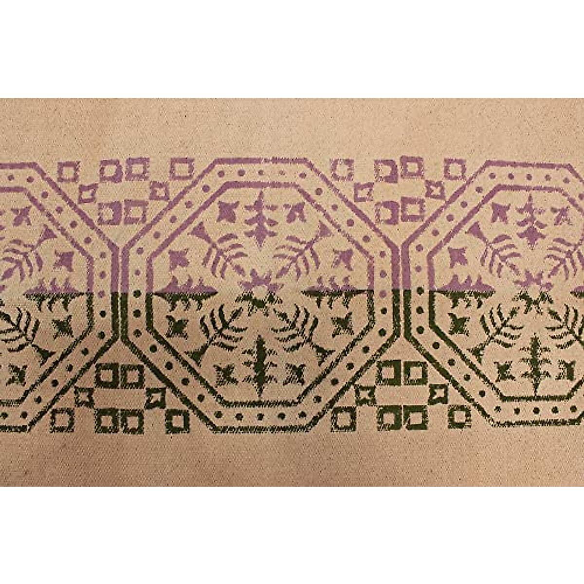 Casavani Indian Handmade Cotton Dhurrie Striped Green & Pink Area Rug Boho Kilim Flat Weave Rug Indoor Hall Room Decor Carpet Throw Rugs for Bedroom Living Room Bathroom Balcony 9x9 Feet Square