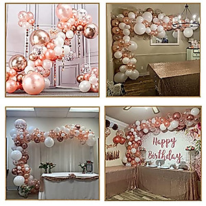 KAINSY Rose Gold and White Balloons 50Pcs, Metallic Rose Gold Blush Birthday Balloons Confetti Balloons and Latex Helium Balloon Set, Party Decorations for Birthday Wedding Girls Women