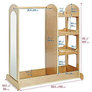 ECR4Kids Dress Up Center with Mirrors, Costume Organizer, Natural