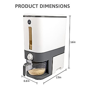 KITCHEN FAST–22LBS Rice Dispenser–Food Dispenser-Attachable Cutlery Holder and Salt/Spice Container–Large Grain Storage with Lid–Extra Storage Box-Moisture Proof-Optimizes Kitchen Space–Rice Storage