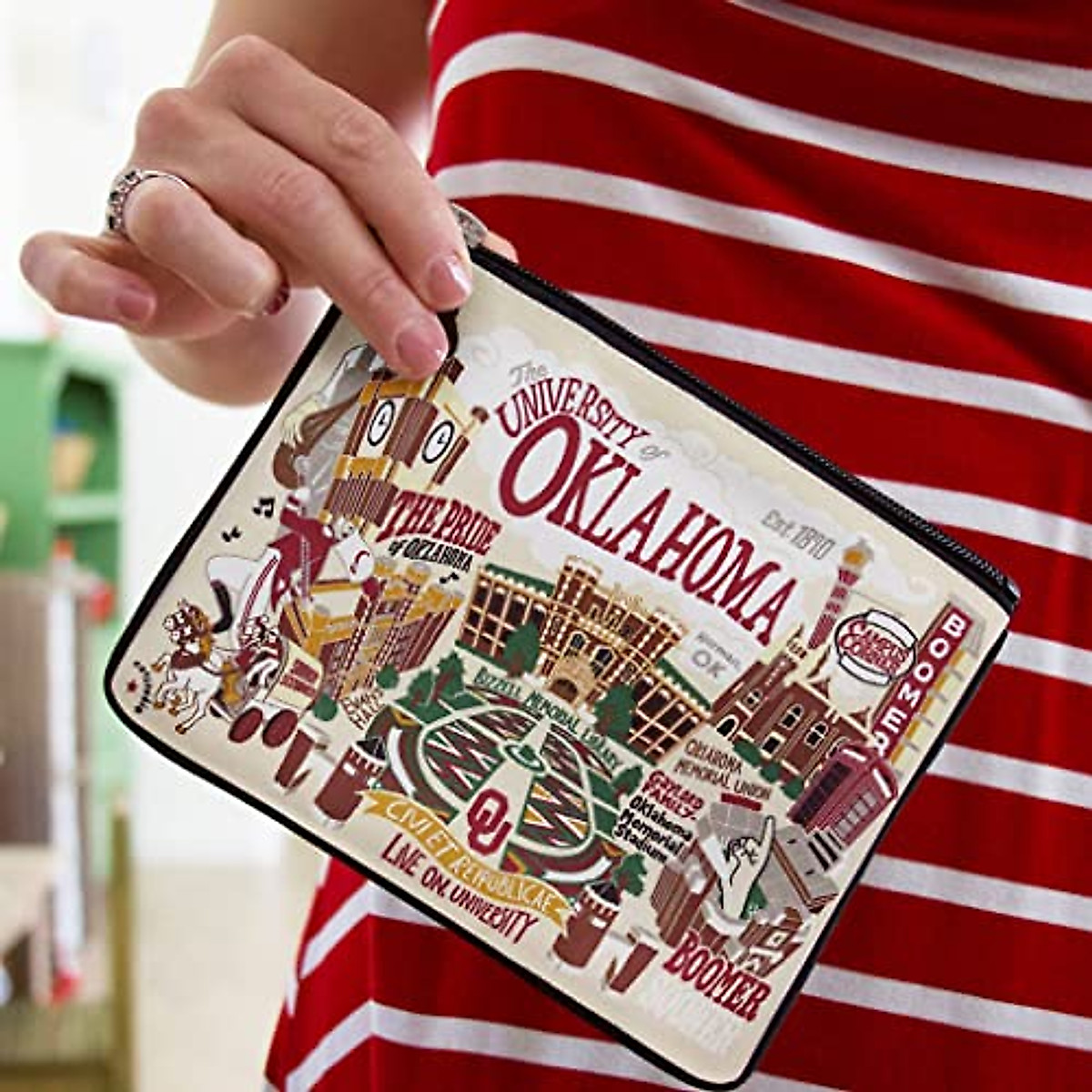 Catstudio University of Oklahoma Collegiate Zipper Pouch Purse | Holds Your Phone, Coins, Pencils, Makeup, Dog Treats, & Tech Tools