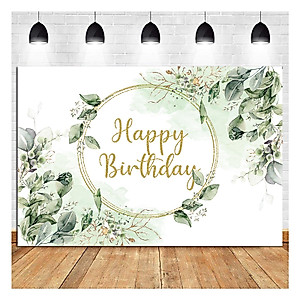 Greenery Succulent and Eucalyptus Leaves Photography Backdrop 72.8x43.3 in Bloom Eucalyptus Leaves Photo Background for Happy Birthday Party Decoration Supplies