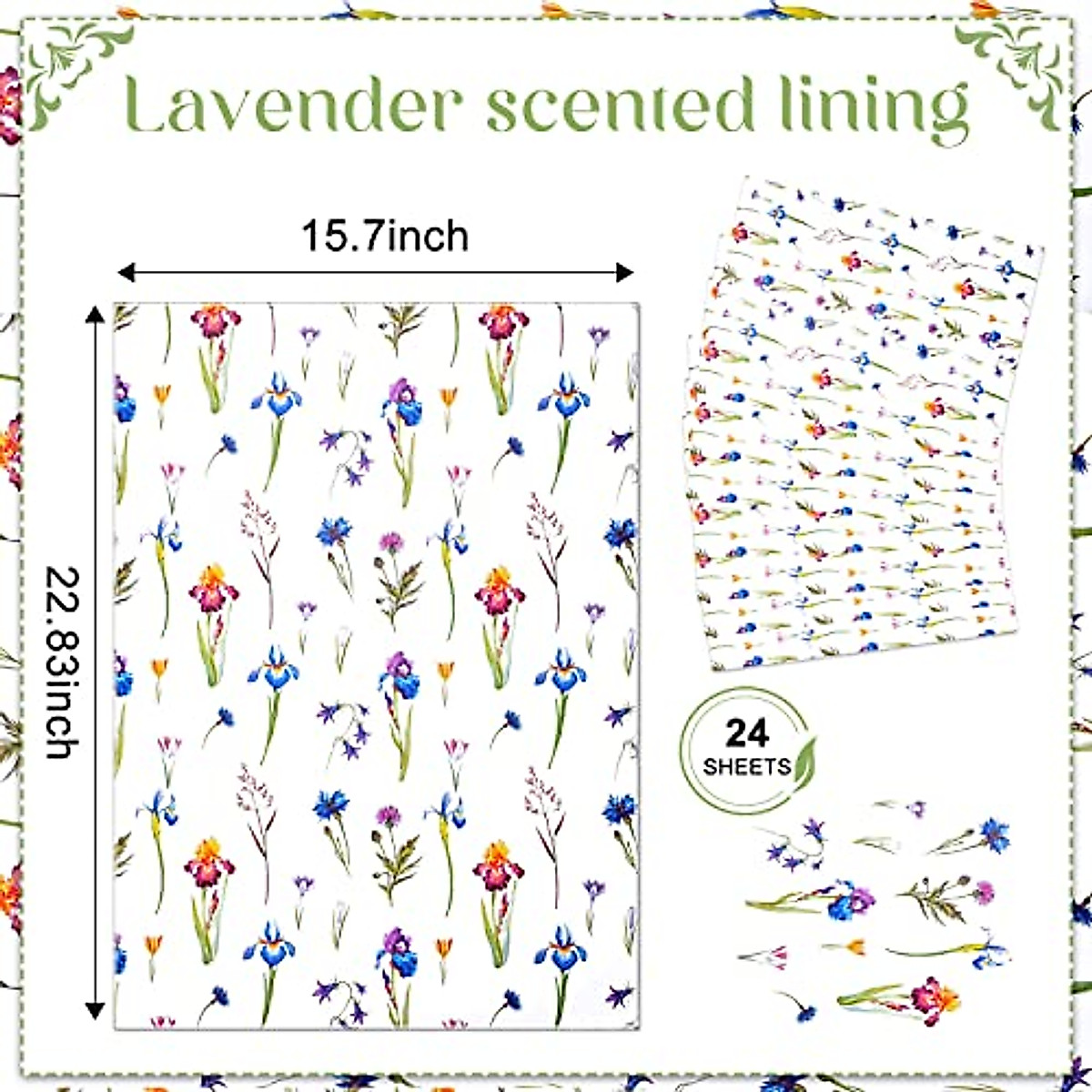 24 Sheets Scented Drawer Liners Drawer Liners for Dresser Non Adhesive Paper Sheets Fragrant Drawer Paper Liner for Shelf Closet Dresser Drawers Home Bedroom (Bright Flowers)