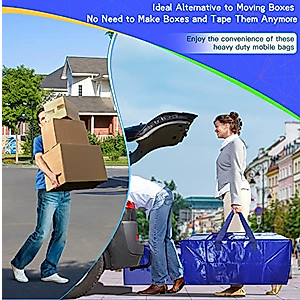 Extra Large Moving Bags,Moving Bag Heavy Duty with Reinforced Handles & Zippers, Storage Totes for Space Saving,Alternative to Moving Box,Made of Recycled Material,Reusable(2 Pack)