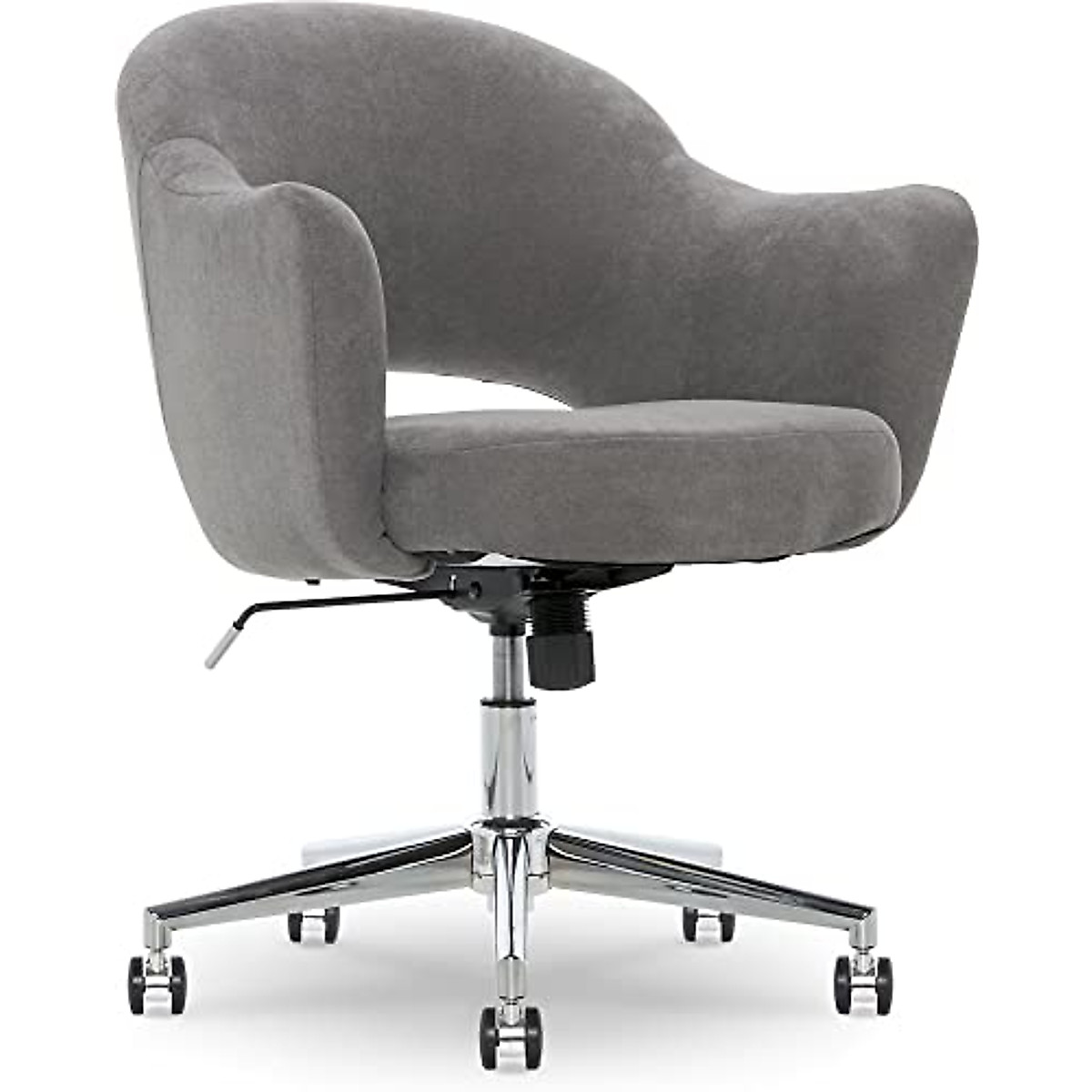 Serta Valetta Office Desk Memory Foam Padding, Midcentury Modern Style, Chrome-Finished Stainless-Steel Base, Home Chair, Gray