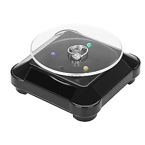 Solar Showcase 360 Degrees Display Stand, Rotating Turntable with LED Light for Watch Phone Jewelry Display Stand(Black)