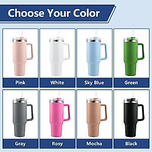 RYTOTHU Personalized Tumbler with Handle and Straw - 40 Oz Custom Insulated Stainless Steel Tumblers with Name, Customized Travel Coffee Cup, Personalized Photo Gift for Women Men