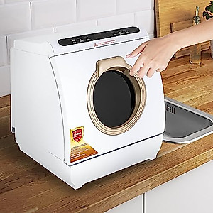 RustyVioum 900W Countertop Dishwasher, Portable Countertop Dishwasher, Automatic Dish Washing Machine with 5 Washing Program 7L Built-in Water Tank, Stainless Steel Countertop Air-Dry Dishwasher