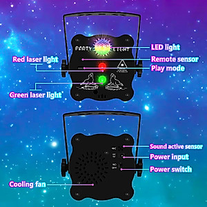 POCOCO DJ Disco Stage Party Lights - Battery Powered Laser Light - Sound Activated Strobe Projector for Christmas Halloween Decorations Karaoke Pub KTV Bar Dance Gift Birthday Wedding