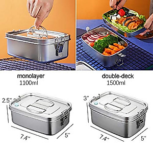 TargetEvo Stainless Steel Bento Lunch Box 1100ml, Leakproof Metal Food Container for Kids and Adults, With Removable Dividers, Dishwasher Safe