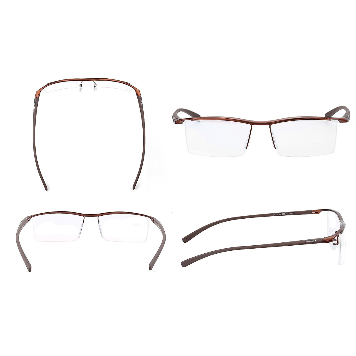 Agstum Pure Titanium Half Rimless Business Glasses Frame Eyeglasses Clear Lens